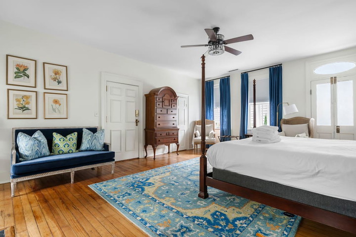 King Bed | Bee & Blossom | Room 5 - Folly Beach, SC