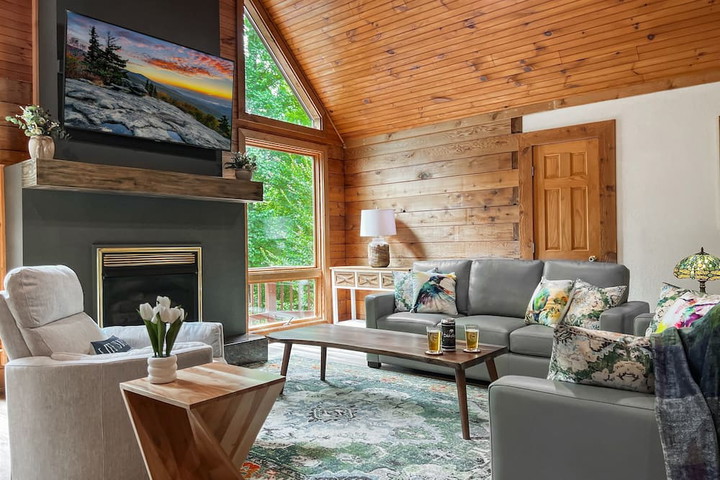 Riverfront Log Cabin | Pool, Hot Tub, Tree Fort, Game Room, Fire Pit, Disc Golf - Mount Airy, NC