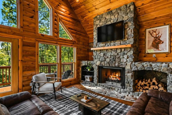 Spectacular Log Cabin Mtn Views Hot Tub Pool Table Theater Room Spa/sauna - Harrisonburg, VA