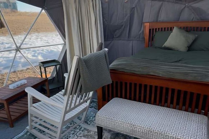 Simple And Elegant Geodesic Glamping Dome For A Relaxing Weekend To Disconnect Outside Of Redcliff, Alberta, Canada - Alberta