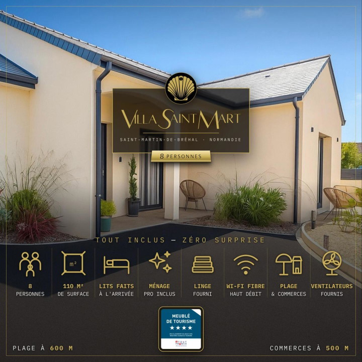 Villa Saint Mart-tout Inclus-plage à 7 Min à Pied - Granville