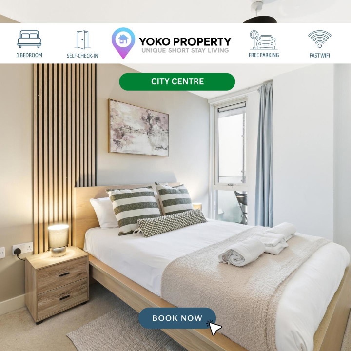 Sleek Apartment • City Centre • Balcony • Free Parking • 55'' Smart Tv • Fast Wifi • Yoko Property - Milton Keynes
