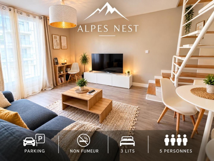 Alpes Nest -Duplex 2 Chambres 3 Lits Parking Gratuit Clim Mobile - Échirolles
