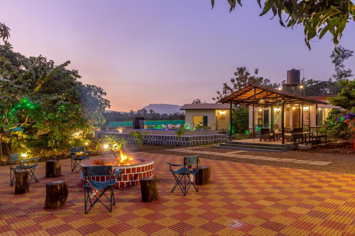 Saffronstays Apricus Farm - 4bhk Veg Estate With Pool, Yoga & Garden - Karjat
