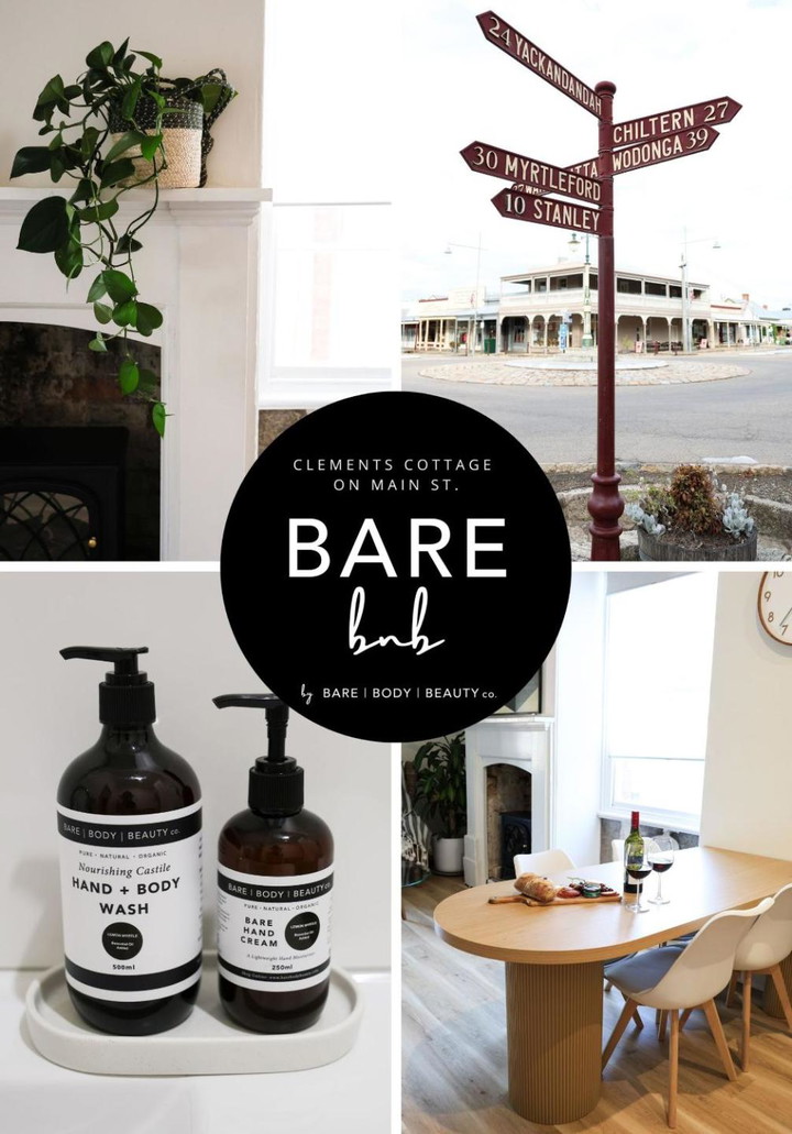 Clements Cottage On Main St. Bare Bnb By Bare Body Beauty Co. - Beechworth