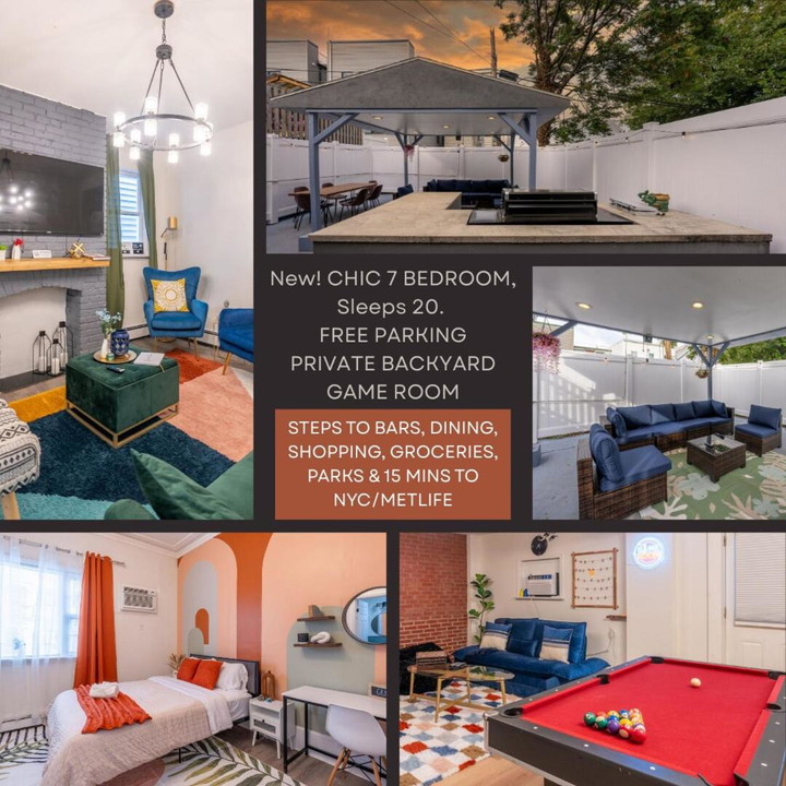 7br 5bth House Steps To Bars Dining Nyc Access With Gamerm Backyard With Bbq And Parking - West New York, NJ