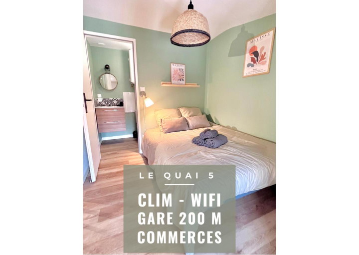 Le Quai 5 - Studio Neuf Calme - Clim - Wifi - Gare à 200m - Agen