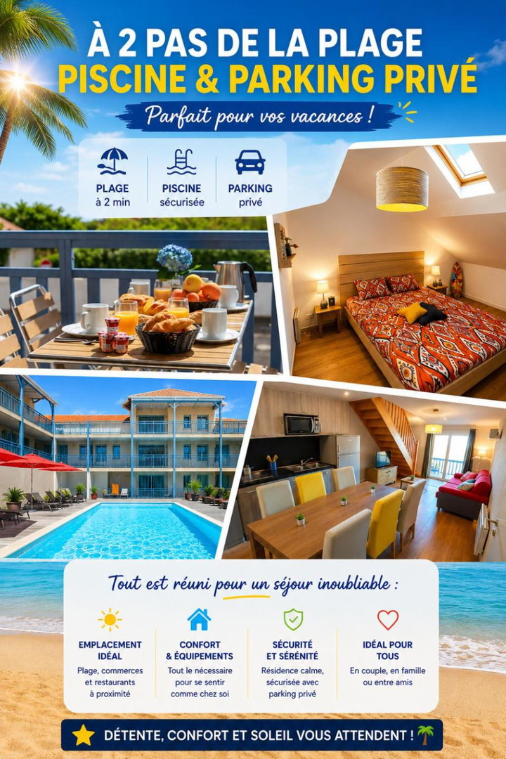 Superbe Duplex à Biscarrosse Plage Avec Piscine, Parking Privé Et Océan à Pied - Biscarrosse