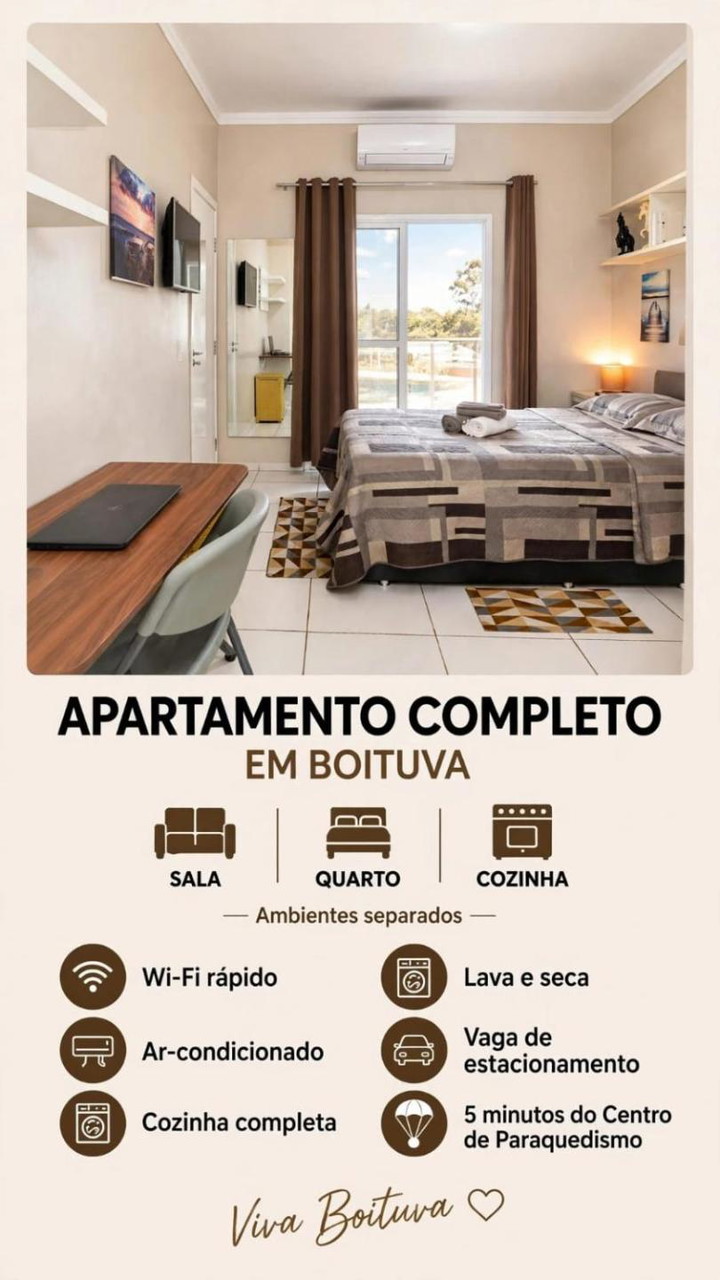 Apê Completo Com Ar, Estacionamento Grátis Próximo Ao Paraquedismo - Boituva