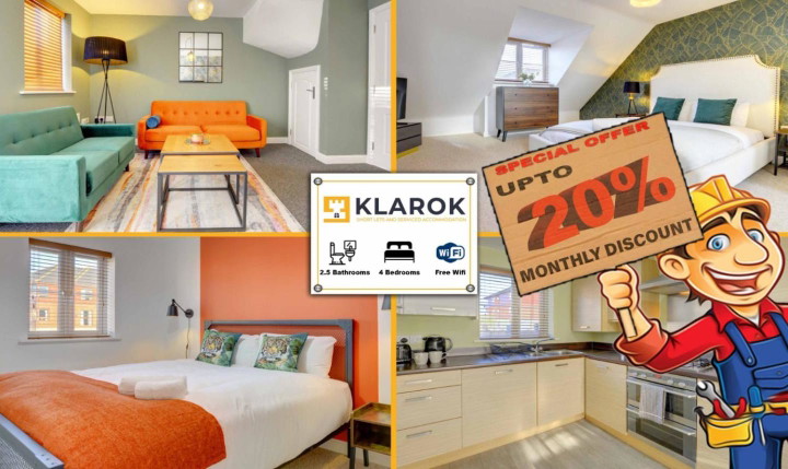 Large 4 Bedroom Semi-detached House Sleeps 7 By Klarok Short Lets & Serviced Accommodation - Peterborough