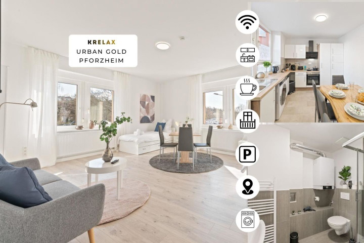 Krelax Urban Gold - 4 Bedrooms - Balcony - Large Parking Space - Smart Tvs - Central Location - Up To 8 Guests - Pforzheim