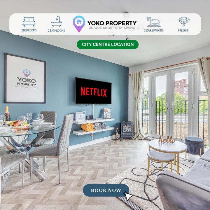 Beautiful Apartment In City Centre With Free Parking, Balcony, Work Desk, Self-check-in, Fast Wifi And Smart Tvs By Yoko Property - Coventry