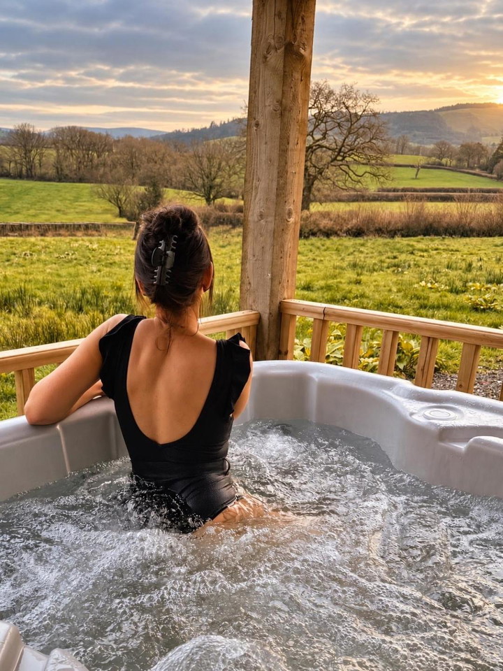 Y Golchdy, Romantic Cottage Style Cabin, Spa Hot Tub, Mountain Views, Dog Friendly - Wales