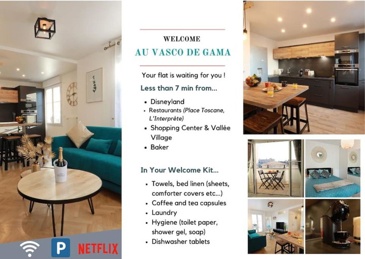 Au Vasco - Self Check-in, Private Parking - Serris