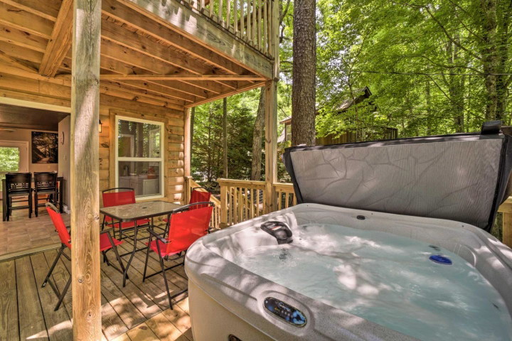 Hot Tub, Yard: Pet-friendly Whittier Cabin - Sylva, NC