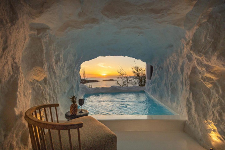 Mykonos Town Black Villa With Cave Heated Pool - Mykonos Region