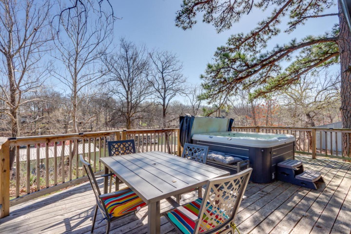 Deck & Boat Dock: Lakefront Cabin In Eucha! - Disney, OK