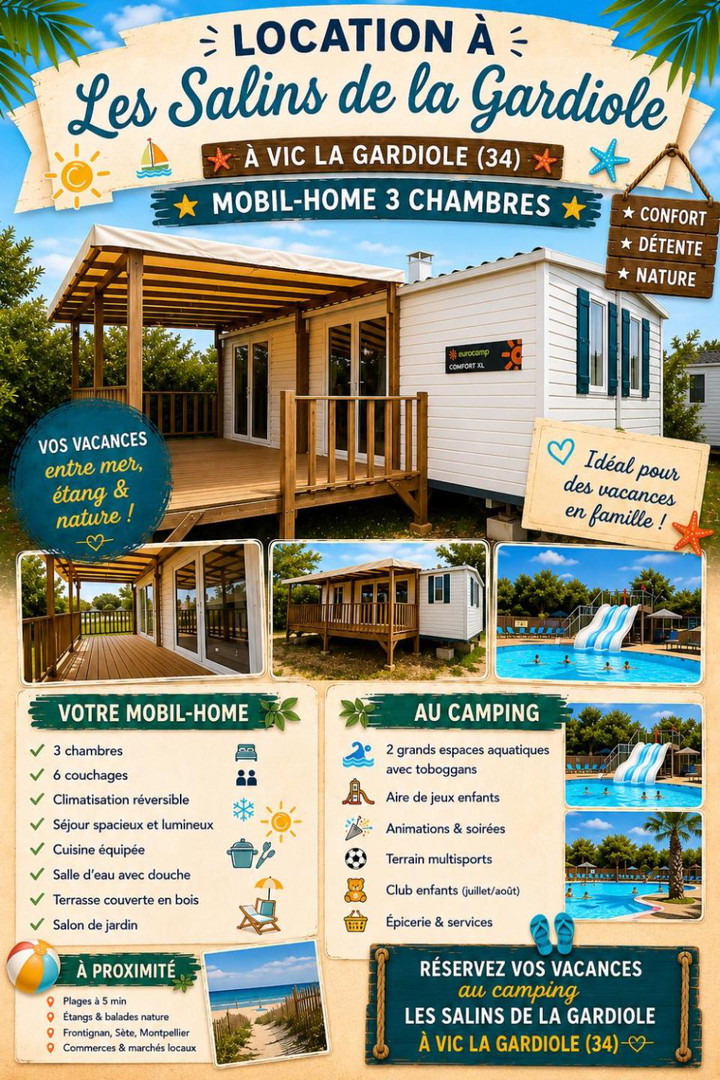 Mobil Home Moderne 6 Pers Avec Clim Et Terrasse - Hérault