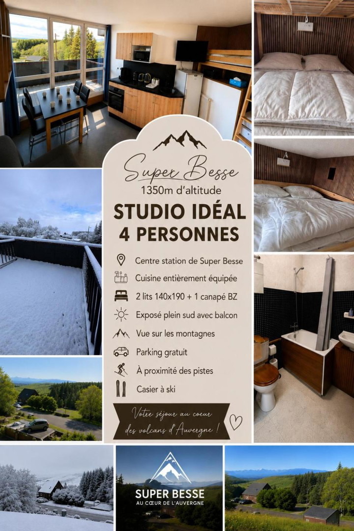 Studio Les Grands Horizons Super Besse Centre De Station Avec Balcon Vue Sur Les Montagnes - Le Mont-Dore