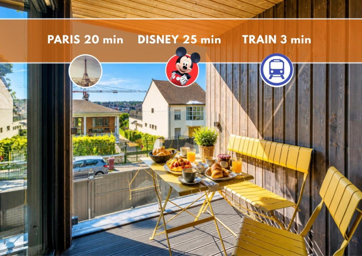 L'escapade - Paris 20 Min - Disney 25 Min - Gare 3 Min à Pied - Parking - Confortable & Moderne - Free Wifi - Bussy-Saint-Georges
