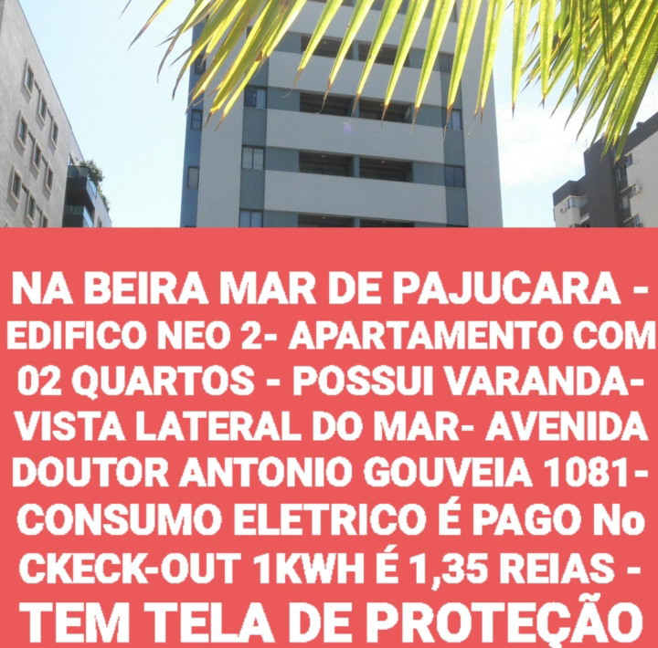 Na Beira Mar De Pajucara - Edificio Neo 2 - Apartamento Com 02 Quartos - Tem Varanda- Vista Lateral Do Mar - Avenida Doutor Antonio Gouveia 1081- Consumo Eletrico É Pago No Ckeck-out 1kwh É 1,35 Reias - Maceió