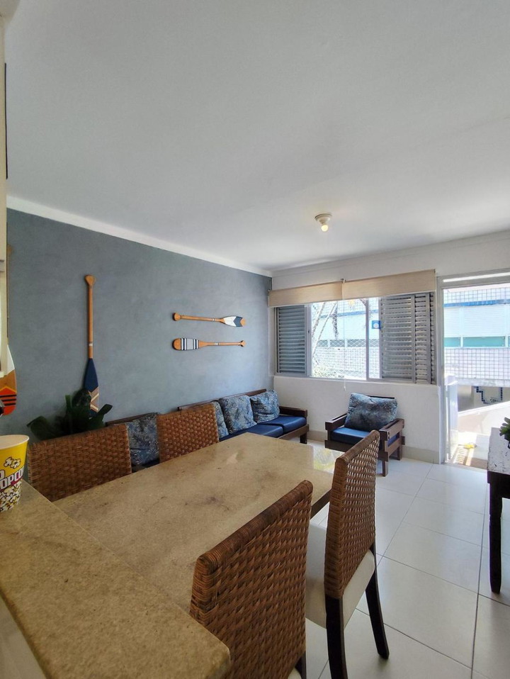 5e- Apartamento 2 Quartos Com Ar Condicionado, Internet, 1 Garagem, Beira Mar - Praia Do Tombo - Guarujá - Santos State