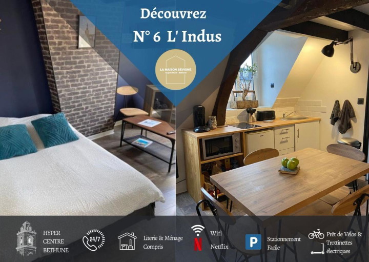 La Maison Sévigné Appart Hôtel N6 L'indus Climatisé - Béthune