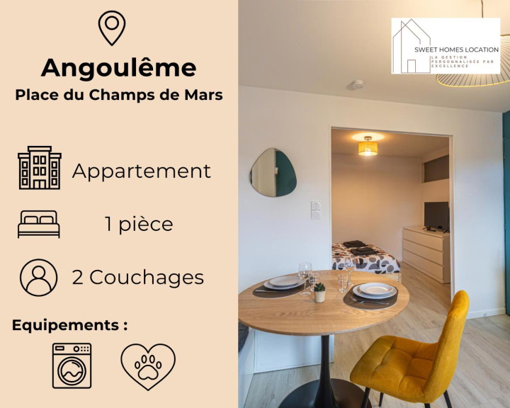 S1 Sweet Homes Angoulême I Secteur Champs De Mars I Studio 2 Couchages - Animaux Acceptés - Angoulême