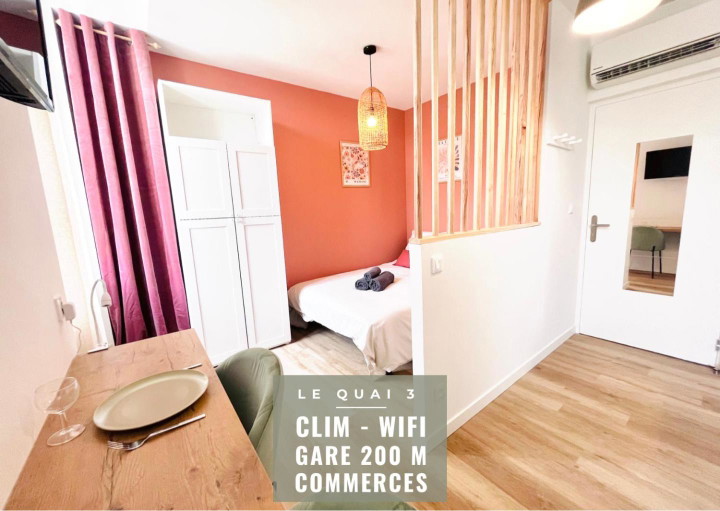 Le Quai 3 - Studio Neuf Lumineux Calme - Clim - Wifi - Gare à 200m - Agen