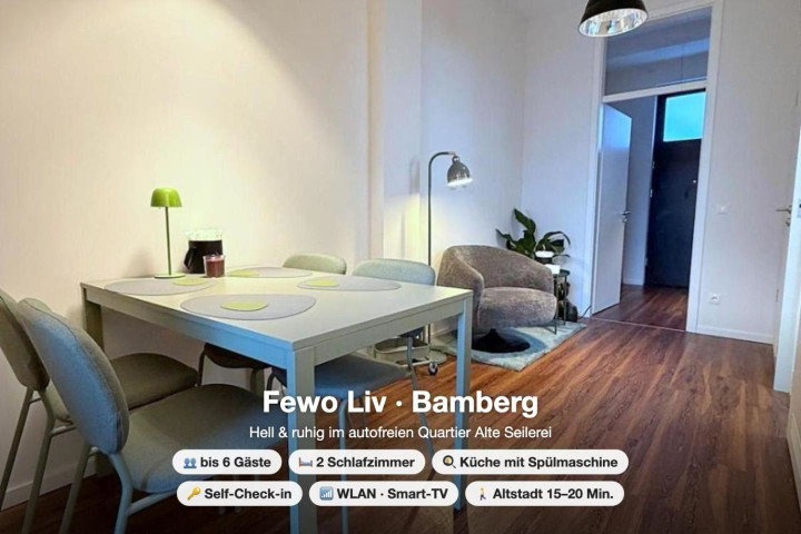 Fewo Liv - Zentrale Citywohnung - 2 Schlafzimmer - 4 Betten - Küche - Ideal Für Familien - Bamberg
