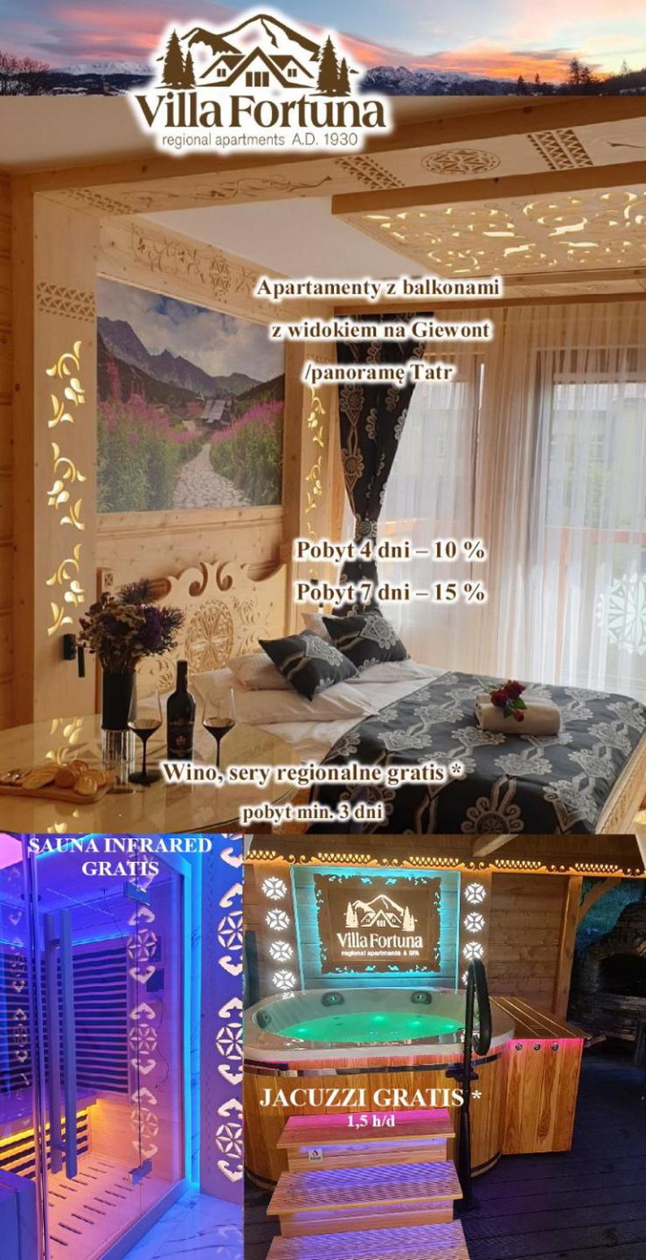 Villa Fortuna - Regionalne Apartamenty & Spa - Sauna, Grill, Jacuzzi Z Widokiem Na Tatry - Tatrzański Park Narodowy