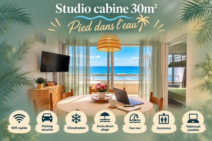 Studio Cabine Pied Dans L Eau Climatisé, Parking Et Wifi Haut Débit - Canet-en-Roussillon