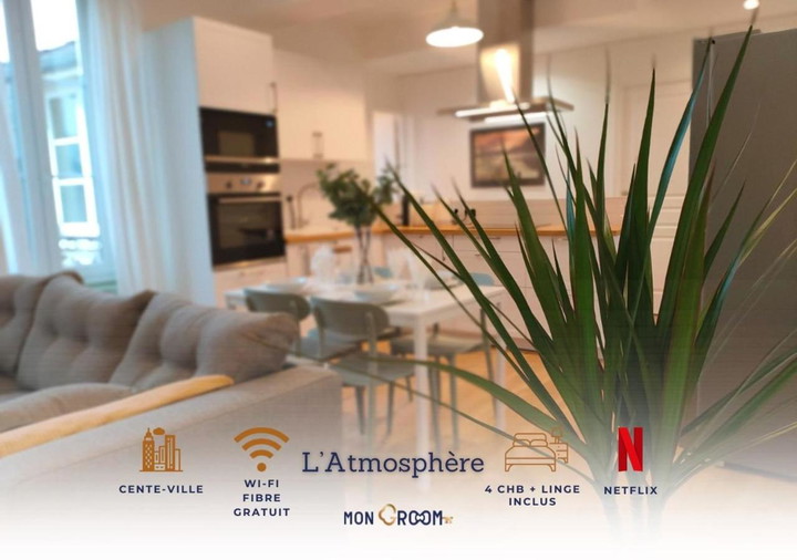L’atmosphère - Appartement Centre-ville - Parking - Netflix - 4 Ch - 2 Sde - Troyes