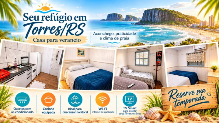Kitnet K1 Em Torres-rs - Na Mais Bela Praia Gaúcha - 2 Quartos - Frigobar - Micro-ondas - Banheiro - Ar Condicionado Split - Tv Smart 32' - Wi-fi - Anfitriã Superhost No Bnb - Torres