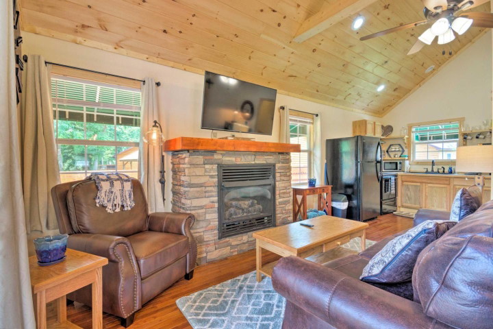 Deck & Hot Tub: Bryson City Riverfront Cabin! - Cherokee, NC