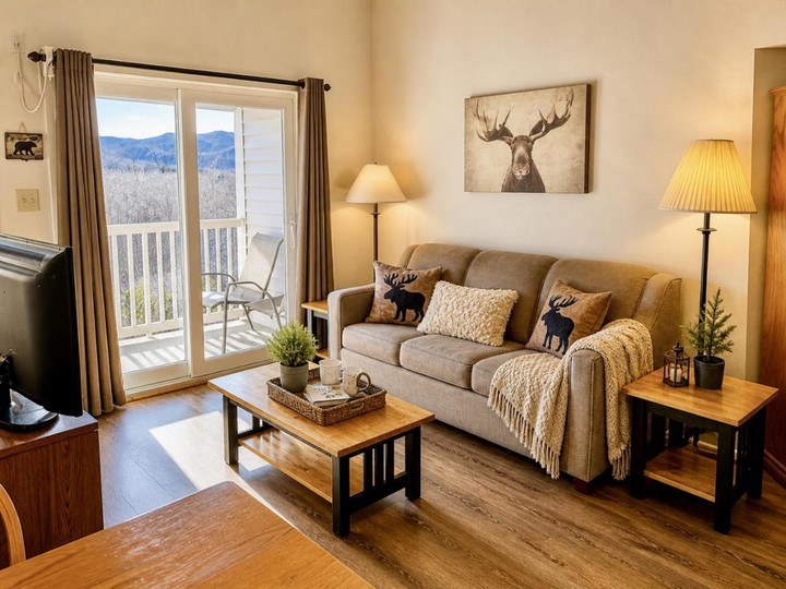 Two Bedroom Loft Apartment Sleeps 8 With River Views Near Loon Mountain - New England