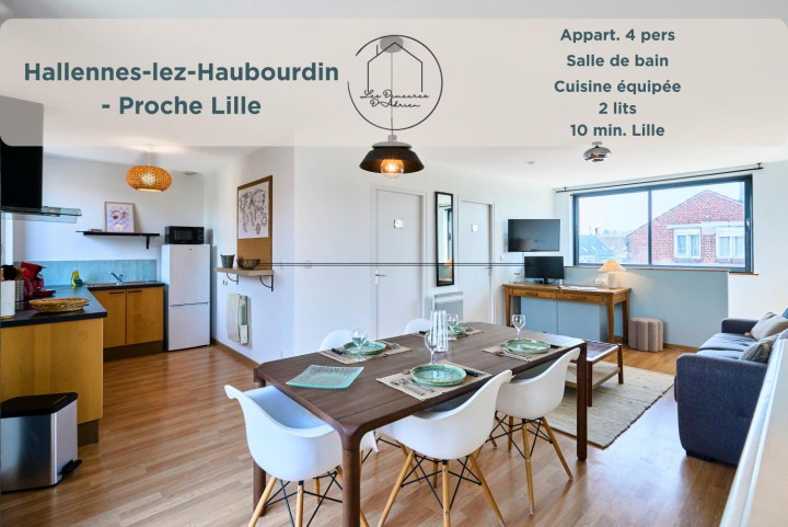 99b - Appartement Lumineux 4 Pers Proche Lille - Lomme