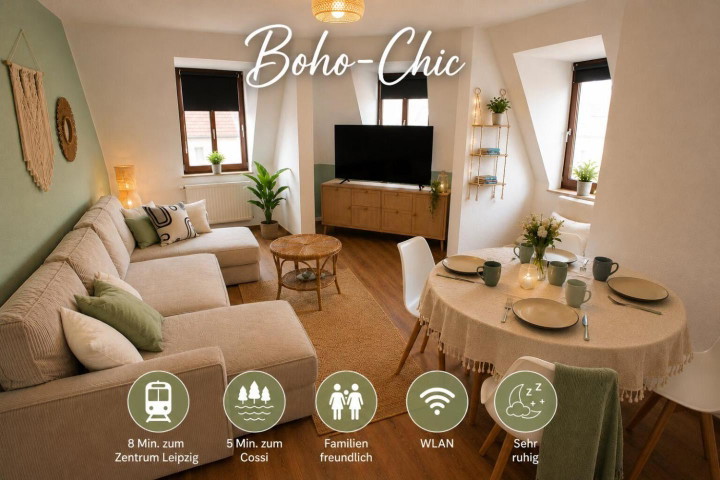 Boho Chic Markkleeberg-leipzig, Familien Apartment, 8 Min Ins Leipziger Zentrum Mit S-bahn, Seenähe Großer Tv Mit X Box - Leipzig