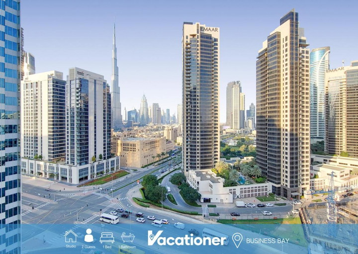 Vacationer Holiday Homes L Bright Studio L Burj Khalifa View L Business Bay - Dubai