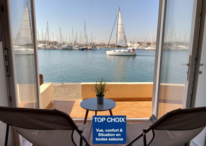 Studio - Les Pieds Dans L'eau Agréable En Toutes Saisons 4 Couchages - Climatisation - Parking Privé - Piscine Sur Mer - Vue Magnifique Et Rare - Situation Optimum - Les Argonautes - Ile Des Pêcheurs - Cap D'agde - Le Grau d'Agde