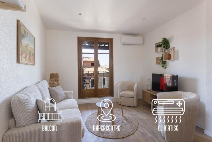 Suite La Vigne - T3 Climatisé Avec Balcon Hypercentre - Narbonne