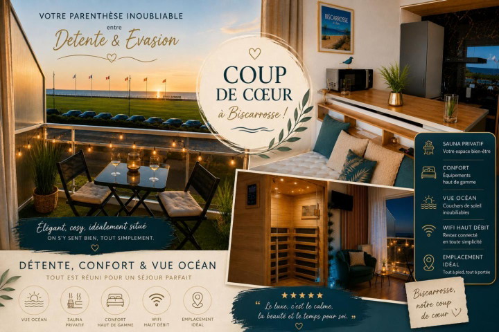 Studio Prestige Vue Océan Sauna Privé Plage à Pied - Biscarrosse