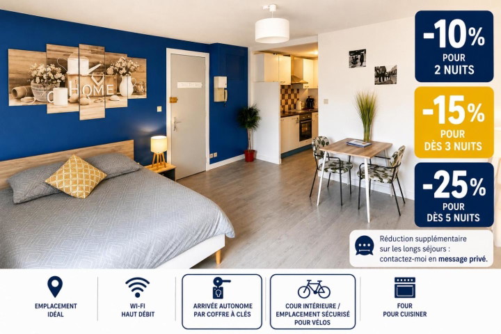Studio Hyper-centre Moissac 30 M2 Calme Cour Int Vélos Logement Entier - Moissac