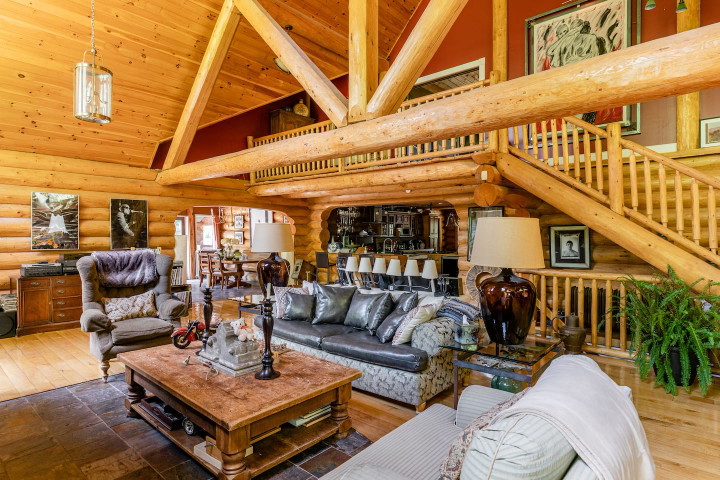 Rare 3-story Log Cabin | 5 Acres, Theater & Skiing - Vermont