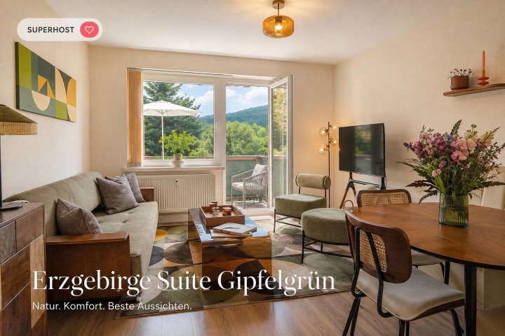 Retro Erzgebirge Suite Balkon & Bergblick Hund - Oberwiesenthal