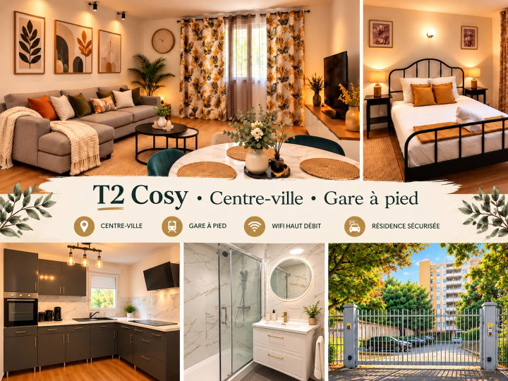T2 Cosy Centre-ville Gare à Pied - Pontoise