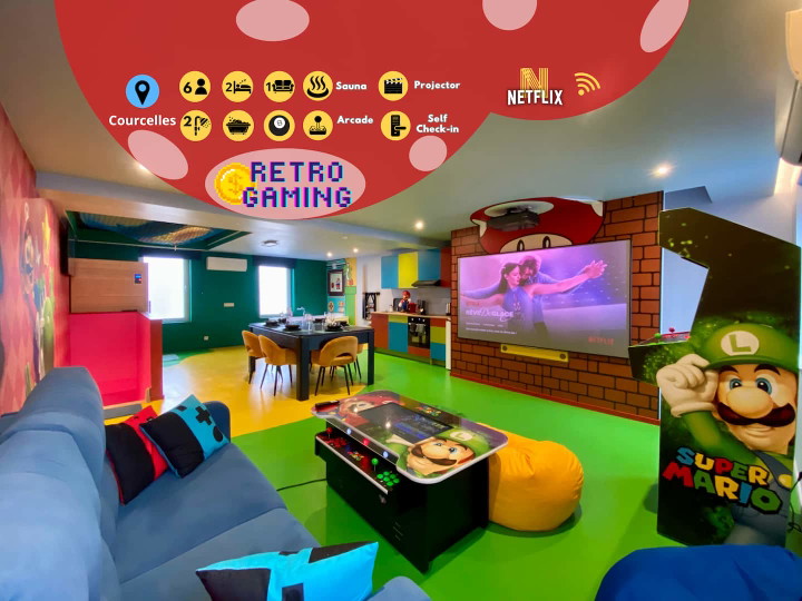 Retro Gaming Mood・jacuzzi・sauna・arcade・home Cinema - Courcelles