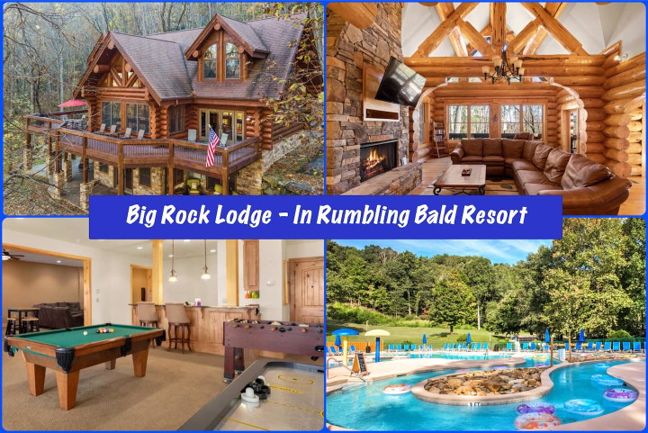 Big Rock Log Home Game Room & Resort Amenities - Lake Lure, NC