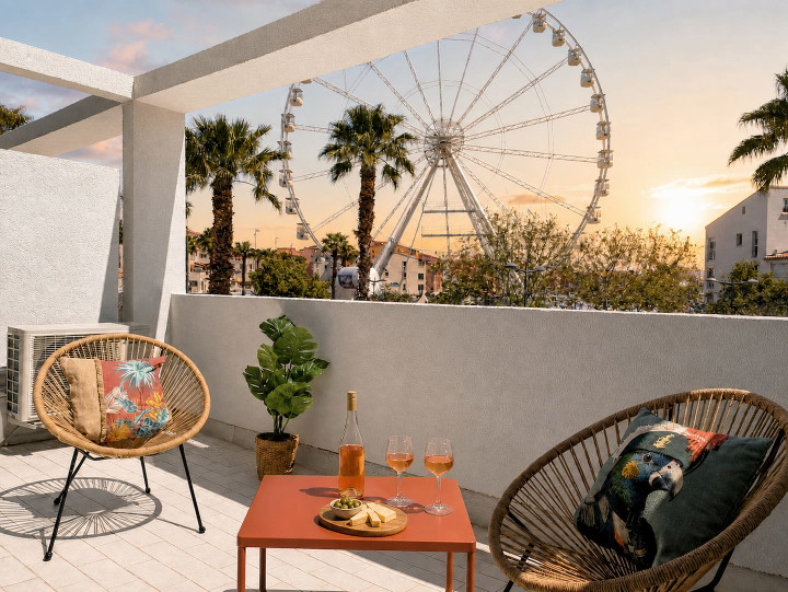 Terrasse Privée Vue Grande Roue & Port Clim - Hérault