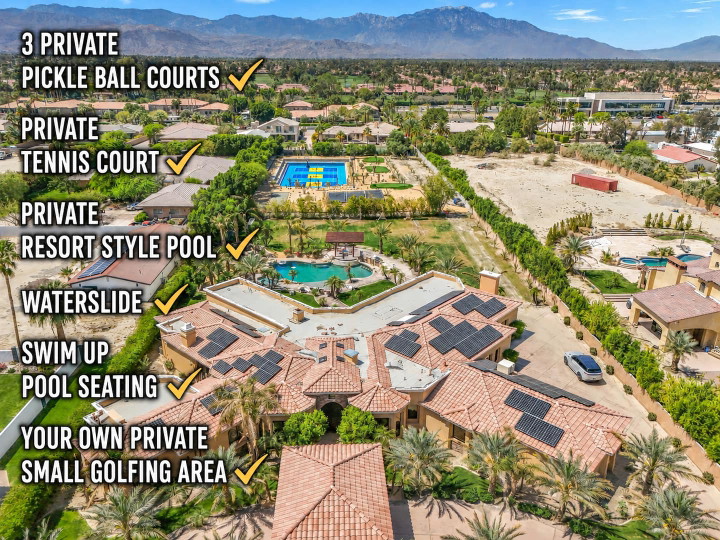Privately Gated 2.3 Acre, Tuscan Villa Resort Home - Palm Desert, CA